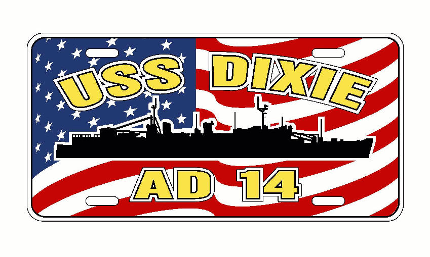 USS DIXIE AD 14 Aluminum License Plate U.S. Flag Military USN Car Truc