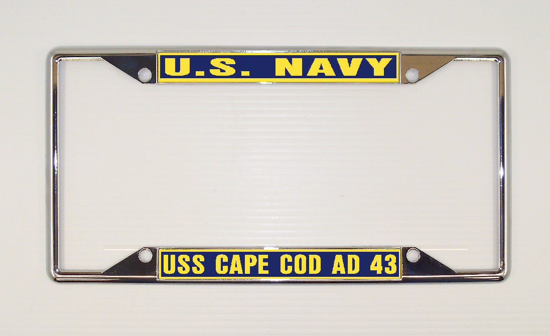 USS CAPE COD AD 43 License Plate Frame All-State Metal Military USN PF