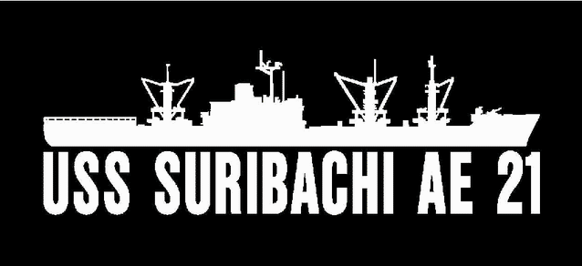 USS SURIBACHI AE 21 Silhouette Vinyl Decal 4" x 12" Ships Name & Hull