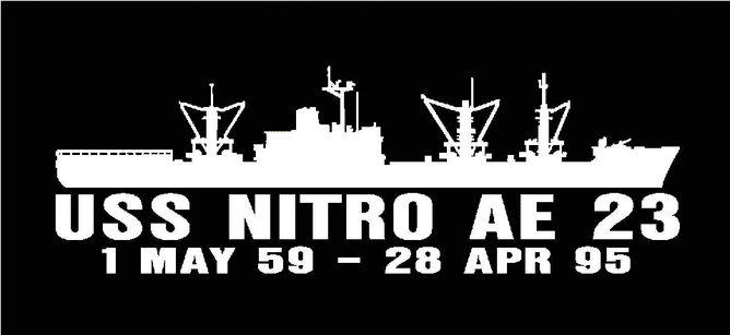 USS NITRO AE 23 Silhouette Vinyl Decal 4" x 12" Dates of Service Car T