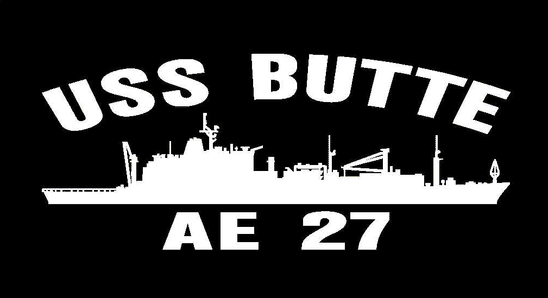USS BUTTE AE 27 Vinyl Silhouette Decal 6.5" x 15.75" Car Truck RV Mili