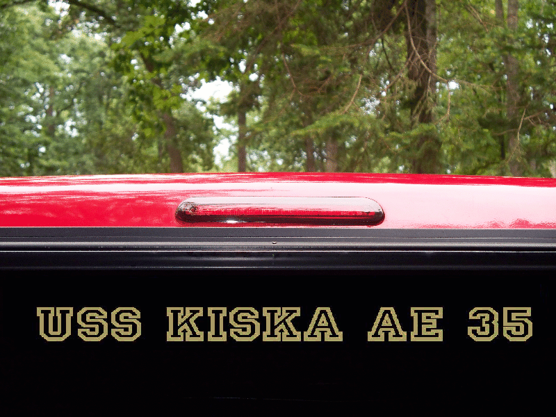USS KISKA AE 35 Vinyl Window Decal Single Color Car Truck RV Military