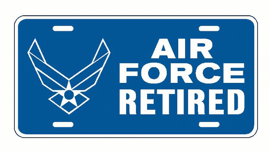 AIR FORCE RETIRED Aluminum License Plate Military USA Car Truck RV P00