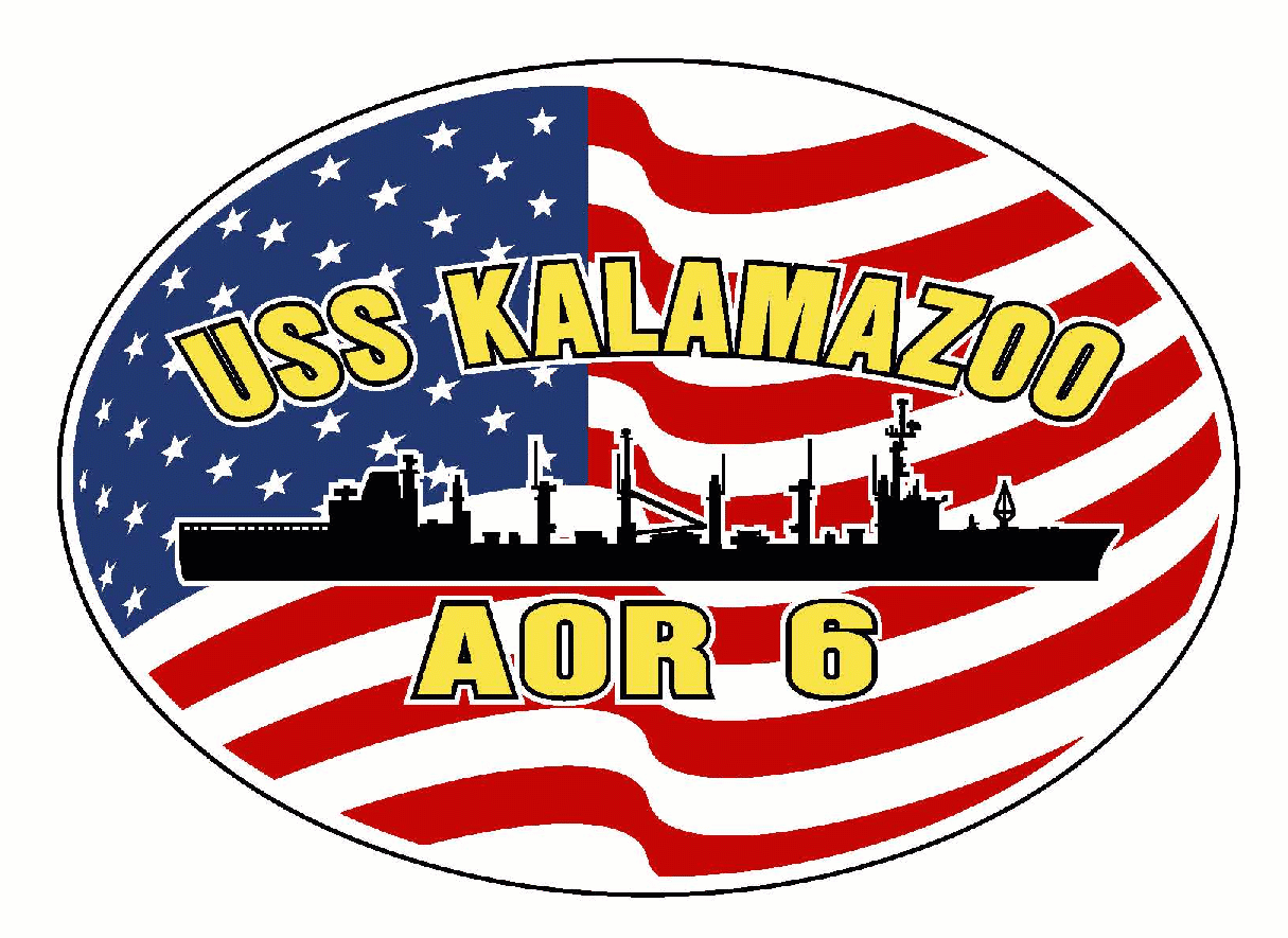 USS KALAMAZOO AOR 6 Vinyl Decal Oval U.S. Flag Car Truck RV Military U