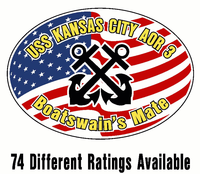 USS KANSAS CITY AOR 3 Oval Rating Decal U S Flag 16.5" x 11.5" Car Tru