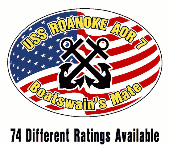 USS ROANOKE AOR 7 Oval Rating Decal U S Flag 8.1" x 5.75 Car Truck RV