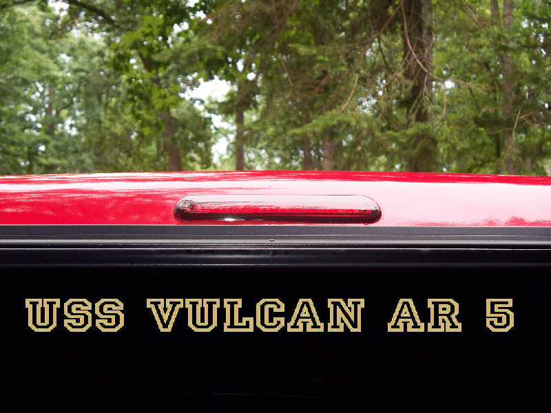 USS VULCAN AR 5 Vinyl Window Decal Single Color Car Truck RV Military
