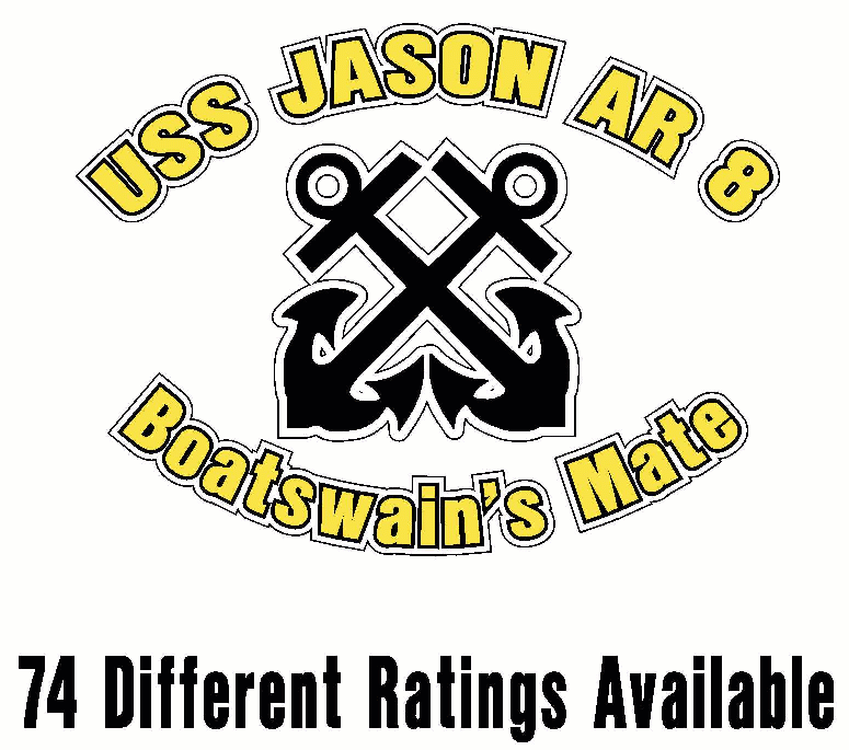 USS JASON AR 8 Rating Decal 8.1" x 5.75 Car Truck RV Military USN D006