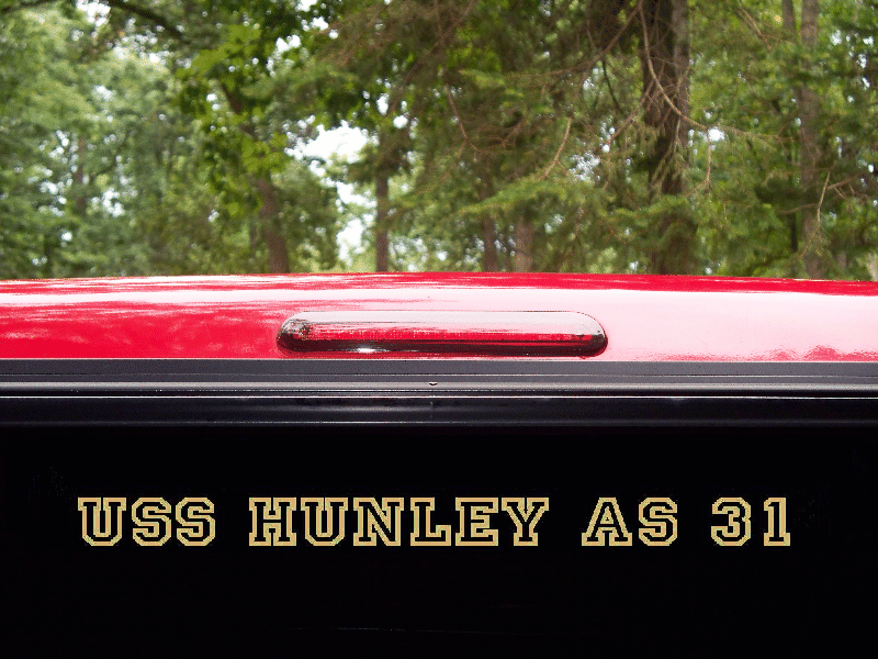 USS HUNLEY AS 31 Vinyl Window Decal Single Color Car Truck RV Military