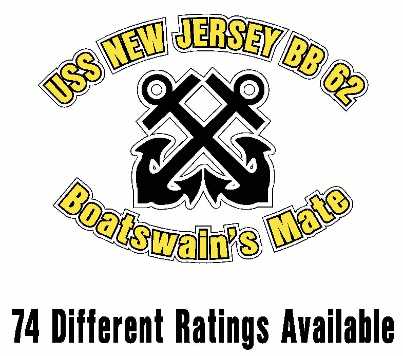 USS NEW JERSEY BB 62 Rating Decal 16.5" x 11.5" Car Truck RV Military