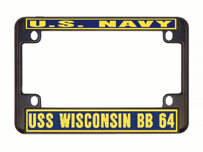USS WISCONSIN BB 64 Motorcycle License Plate Frame Military USN PF003