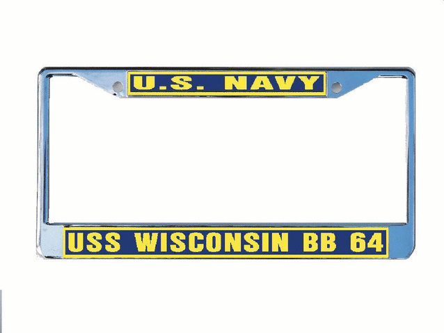 USS WISCONSIN BB 64 License Plate Frame Metal or Plastic Military USN