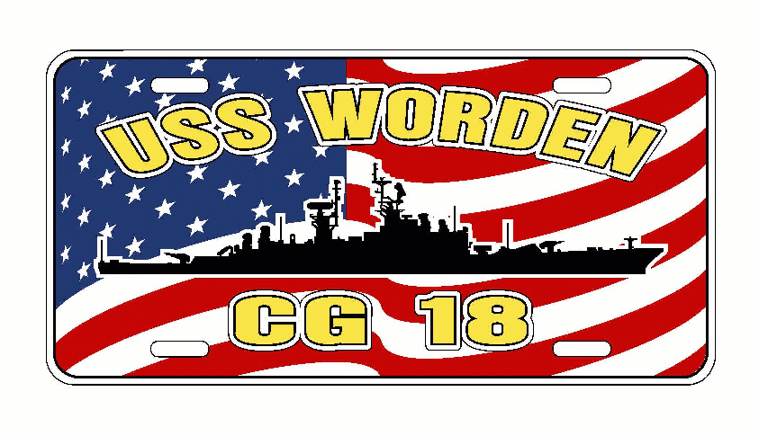USS WORDEN CG 18 Aluminum License Plate U.S. Flag Military USN Car Tru