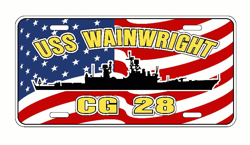 USS WAINWRIGHT CG 28 Aluminum License Plate U.S. Flag Military USN Car