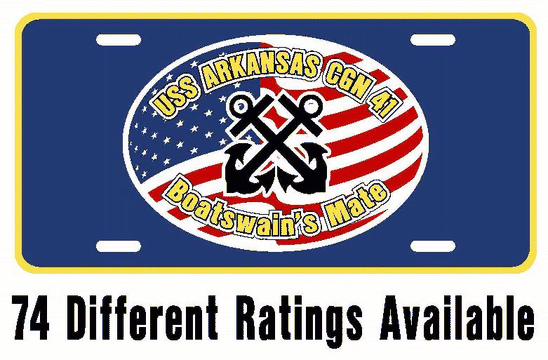USS ARKANSAS CGN 41 Aluminum Rating License Plate U.S. Flag Military U