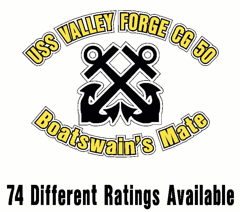 USS VALLEY FORGE CG 50 Rating Decal 5" x 3.5" Car Truck RV Military US