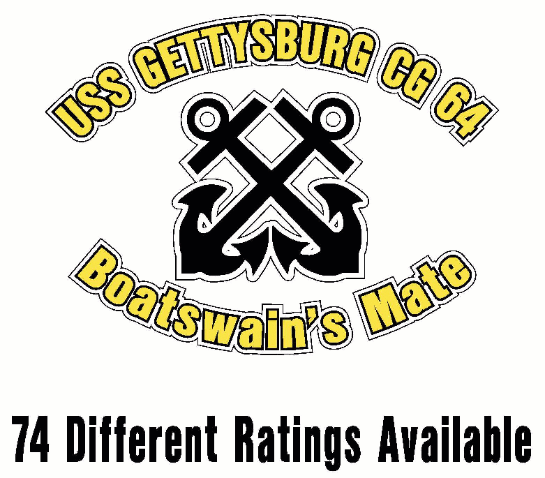 USS GETTYSBURG CG 64 Rating Decal 16.5" x 11.5" Car Truck RV Military
