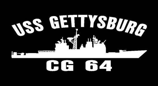 USS GETTYSBURG CG 64 Vinyl Silhouette Decal 11.75" x 28" Car Truck RV