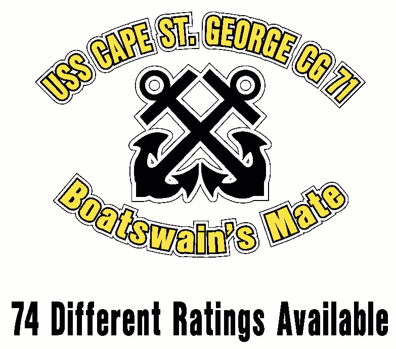 USS CAPE ST GEORGE CG 71 Rating Decal 8.1" x 5.75 Car Truck RV Militar