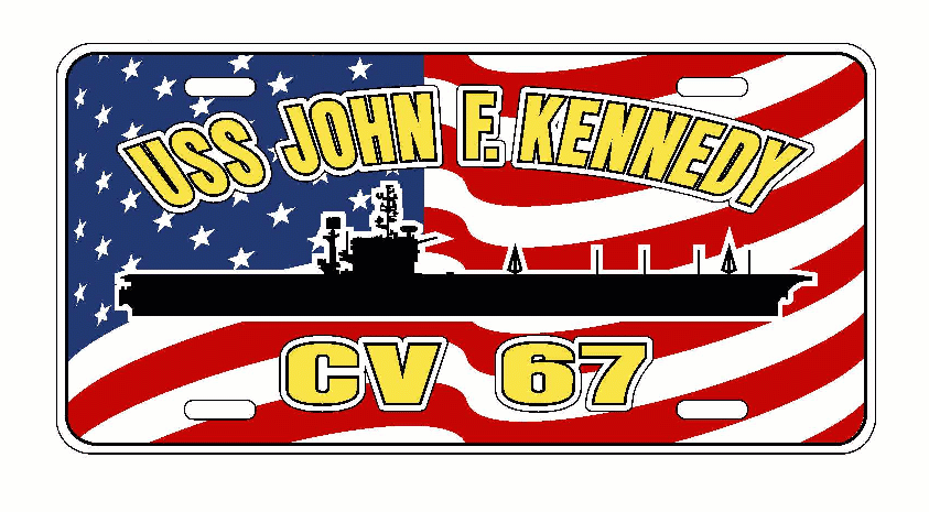 USS JOHN F KENNEDY CV 67 Aluminum License Plate U.S. Flag Military USN