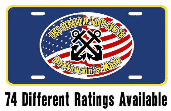 USS GERALD R FORD CVN 78 Aluminum Rating License Plate U.S. Flag Milit