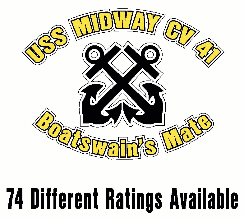 USS MIDWAY CV 41 Rating Decal 8.1" x 5.75 Car Truck RV Military USN D0