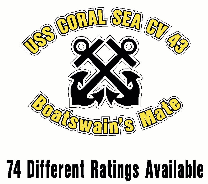 USS CORAL SEA CV 43 Rating Decal 16.5" x 11.5" Car Truck RV Military U