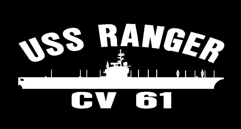 USS RANGER CV 61 Vinyl Silhouette Decal 5" x 12" Car Truck RV Military
