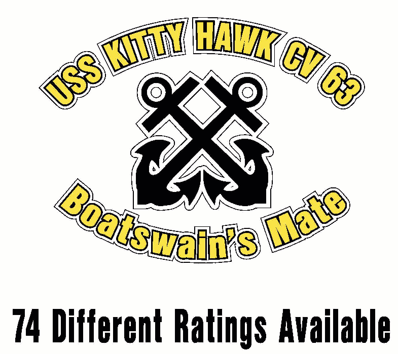 USS KITTY HAWK CV 63 Rating Decal 8.1" x 5.75 Car Truck RV Military US