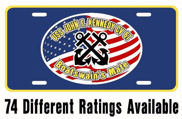 USS JOHN F KENNEDY CV 67 Aluminum Rating License Plate U.S. Flag Milit