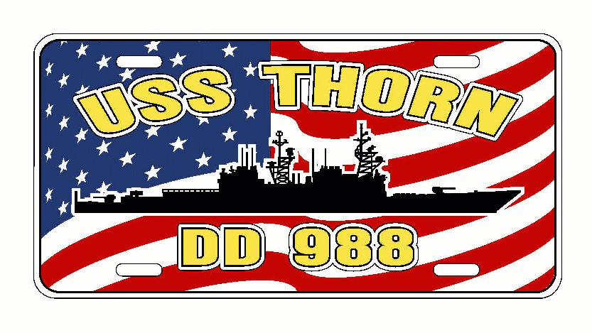 USS THORN DD 988 Aluminum License Plate U.S. Flag Military USN Car Tru