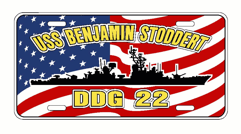 USS BENJAMIN STODDERT DDG 22 Aluminum License Plate U.S. Flag Military