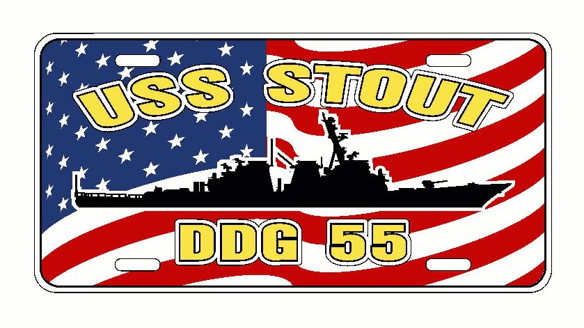 USS STOUT DDG 55 Aluminum License Plate U.S. Flag Military USN Car Tru