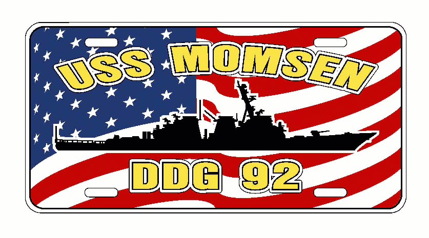 USS MOMSEN DDG 92 Aluminum License Plate U.S. Flag Military USN Car Tr