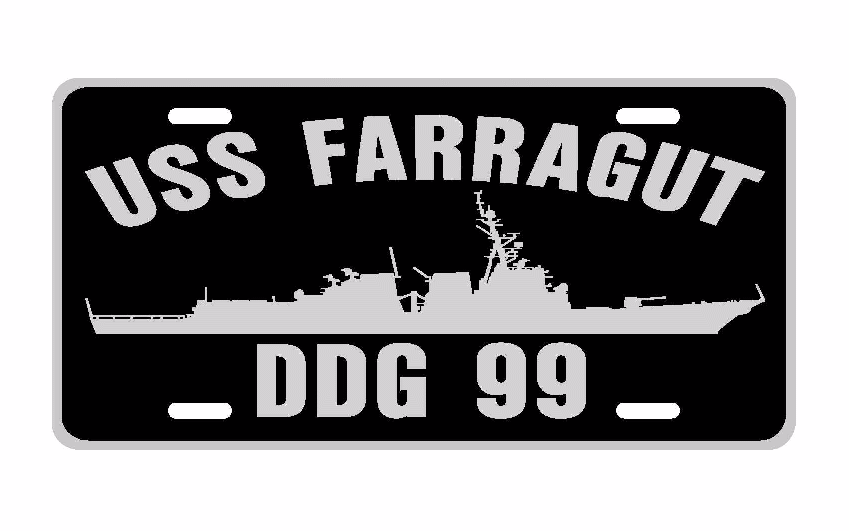 USS FARRAGUT DDG 99 Aluminum License Plate Military USN Car Truck RV P
