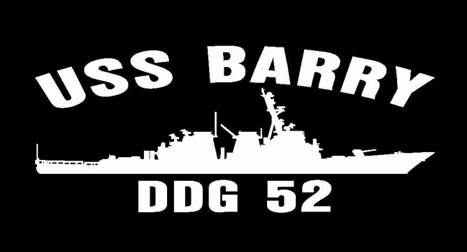 USS BARRY DDG 52 Vinyl Silhouette Decal 6.5" x 15.75" Car Truck RV Mil