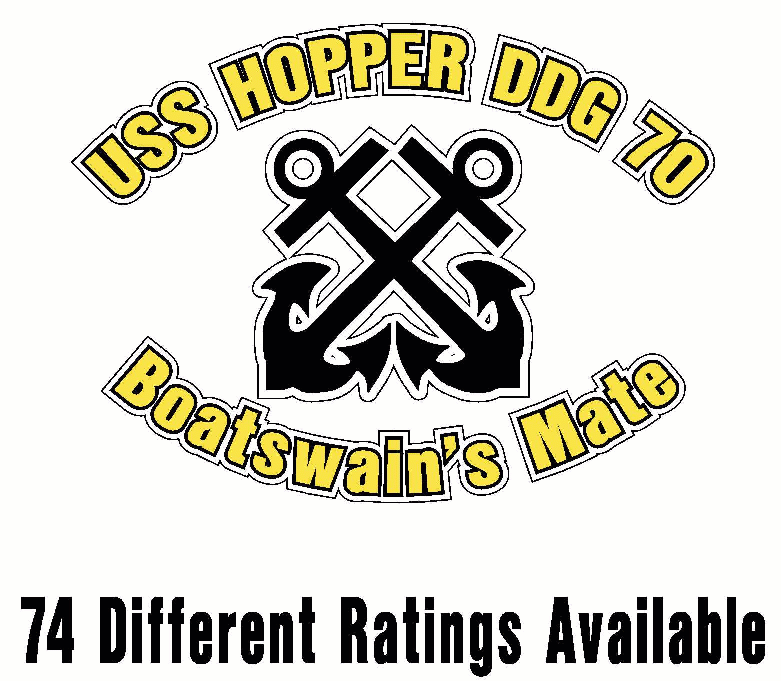 USS HOPPER DDG 70 Rating Decal 16.5" x 11.5" Car Truck RV Military USN