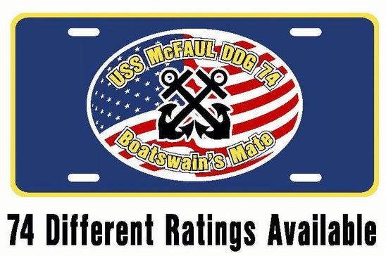USS McFAUL DDG 74 Aluminum Rating License Plate U.S. Flag Military USN