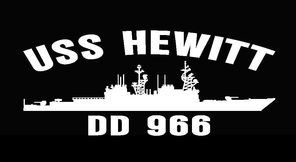 USS HEWITT DD 966 Vinyl Silhouette Decal 6.5" x 15.75" Car Truck RV Mi