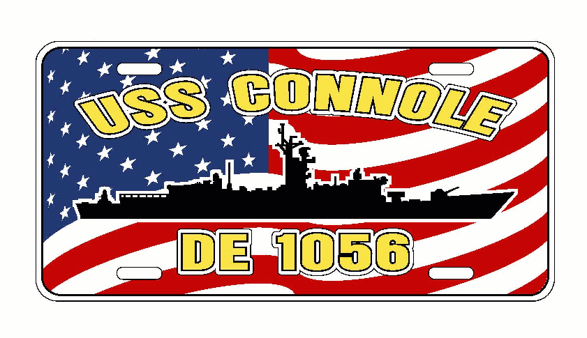 USS CONNOLE DE 1056 Aluminum License Plate U.S. Flag Military USN Car