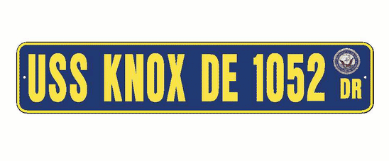 USS KNOX DE 1052 Aluminum Street Sign Navy Blue / Yellow 6" x 30" Mili