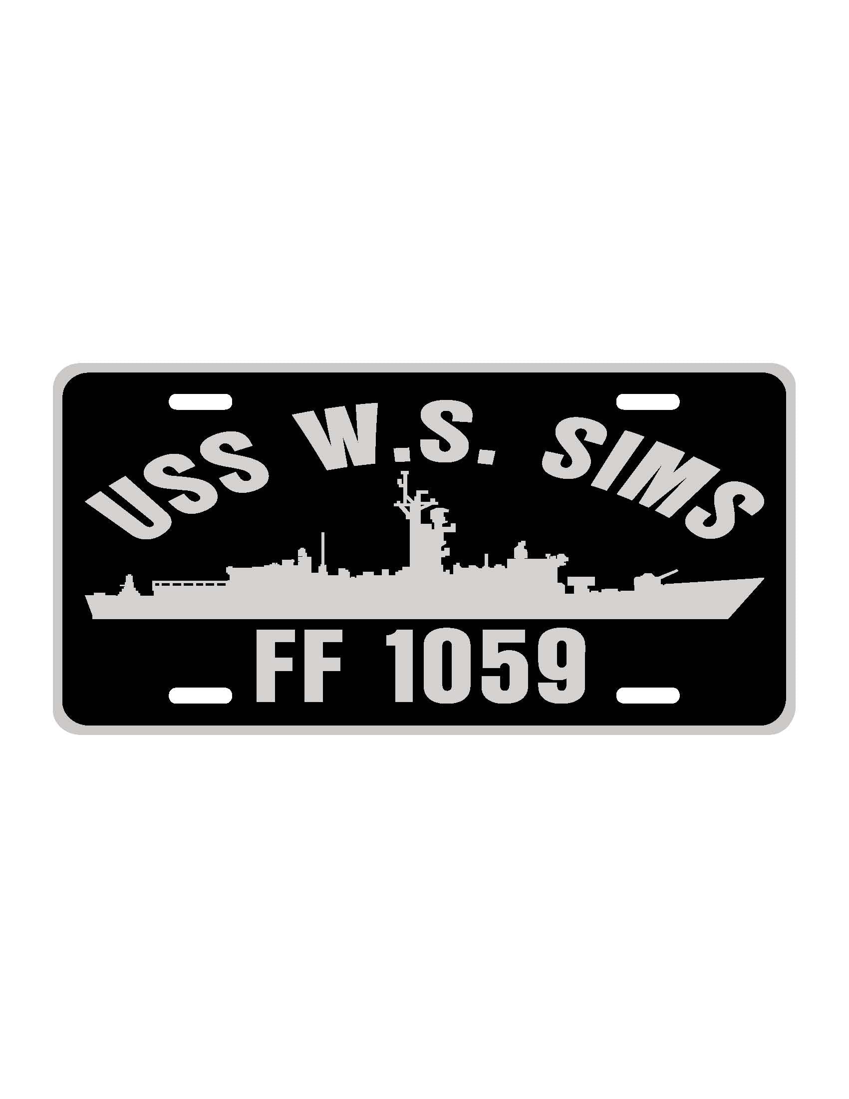 USS W S SIMS FF 1059 Aluminum License Plate Military USN Car Truck RV