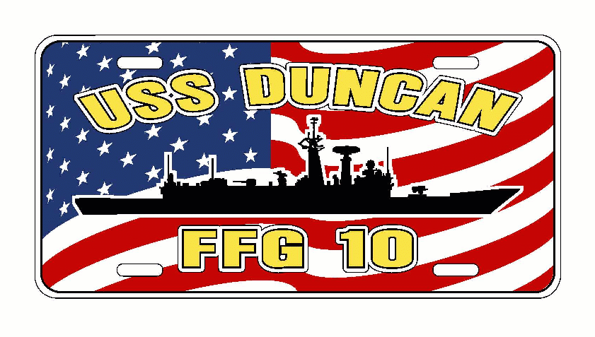 USS DUNCAN FFG 10 Aluminum License Plate U.S. Flag Military USN Car Tr