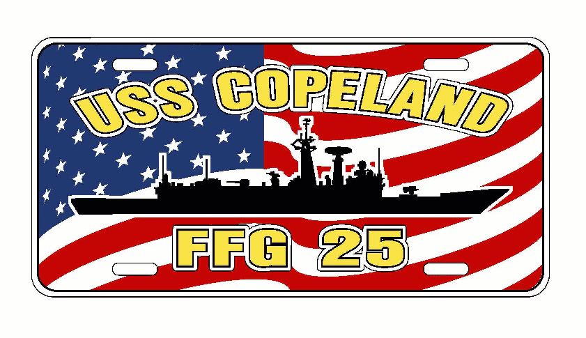 USS COPELAND FFG 25 Aluminum License Plate U.S. Flag Military USN Car