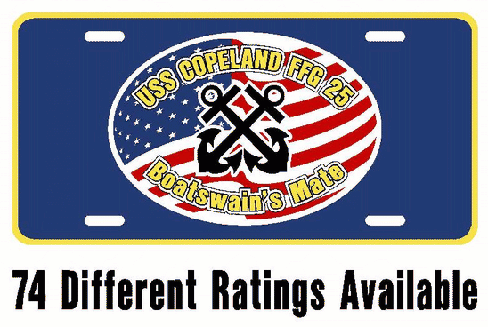 USS COPELAND FFG 25 Aluminum Rating License Plate U.S. Flag Military U