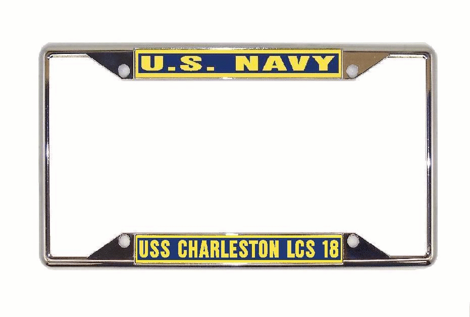 USS CHARLESTON LCS 18 License Plate Frame All-State Metal Military USN