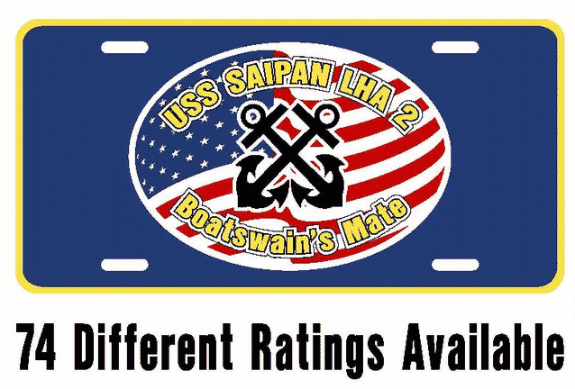 USS SAIPAN LHA 2 Aluminum Rating License Plate U.S. Flag Military USN