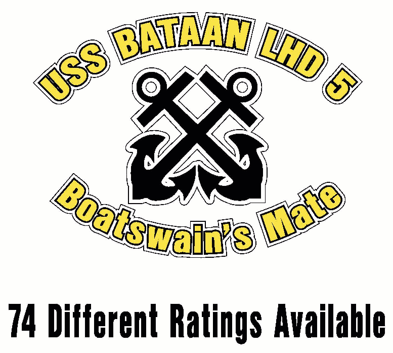 USS BATAAN LHD 5 Rating Decal 16.5" x 11.5" Car Truck RV Military USN