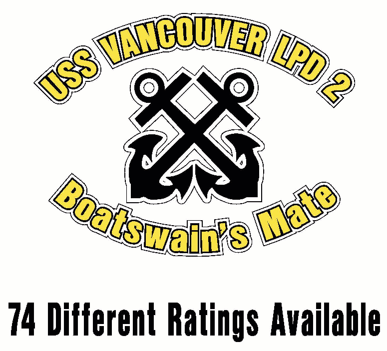 USS VANCOUVER LPD 2 Rating Decal 11.75" x 8.3" Car Truck RV Military U