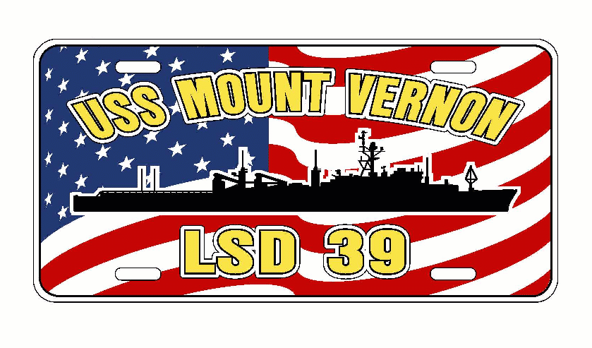 USS MOUNT VERNON LSD 39 Aluminum License Plate U.S. Flag Military USN